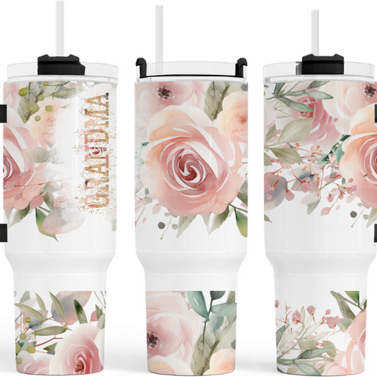 Grandma Pink Roses 40 oz Tumbler – Crafty Casey's
