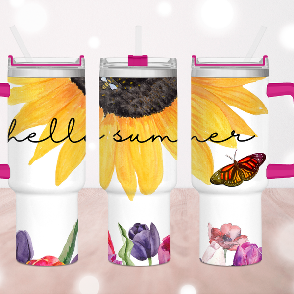 Hello Summer 40 oz. Tumbler – Crafty Casey's