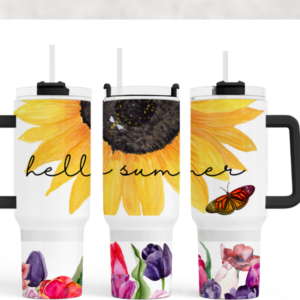 Hello Summer 40 oz. Tumbler – Crafty Casey's