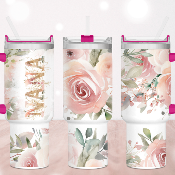 Nana Pink Roses 40 oz. Tumbler – Crafty Casey's